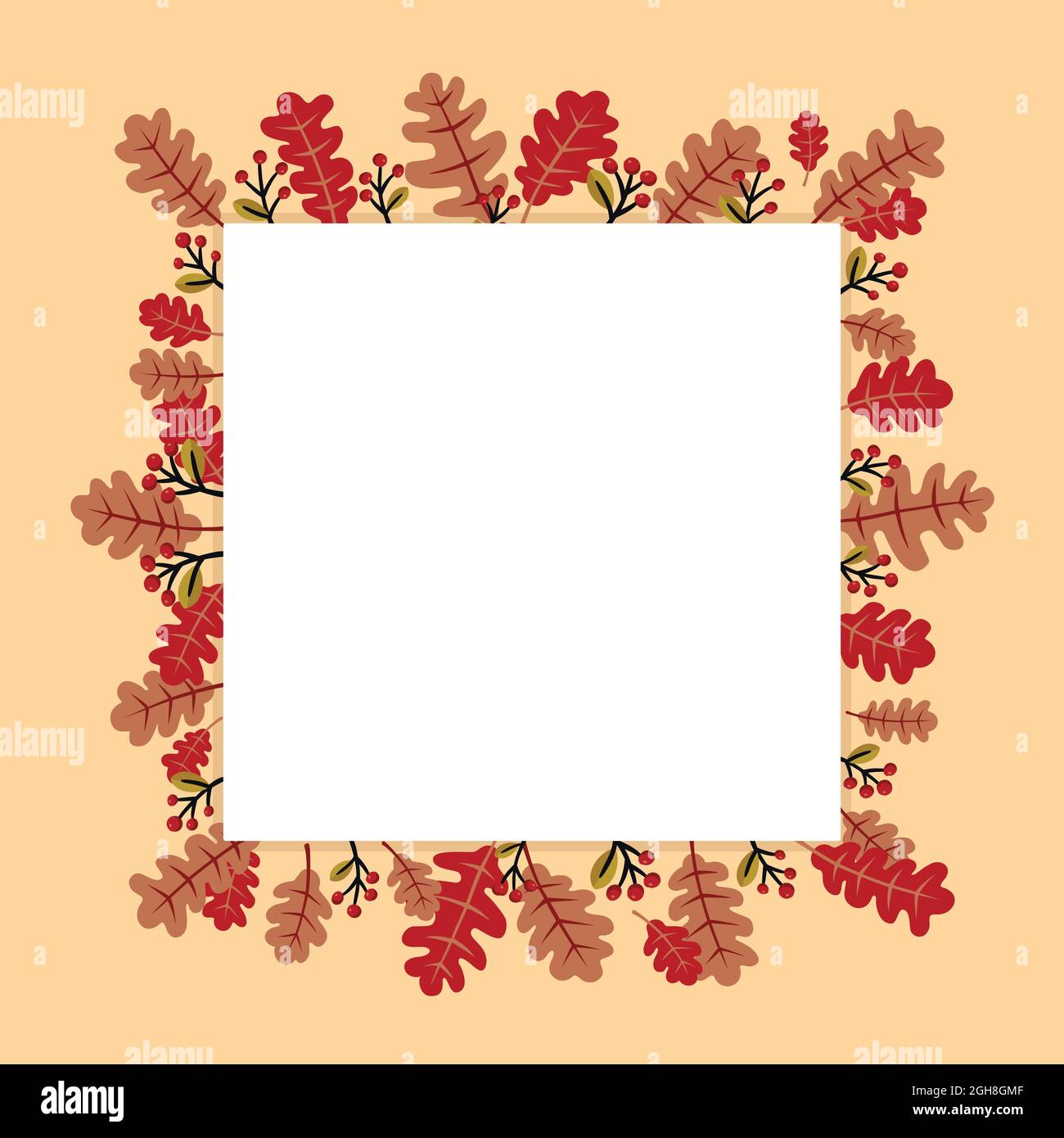 Autumn season decorative square frame for free space. Vector ...