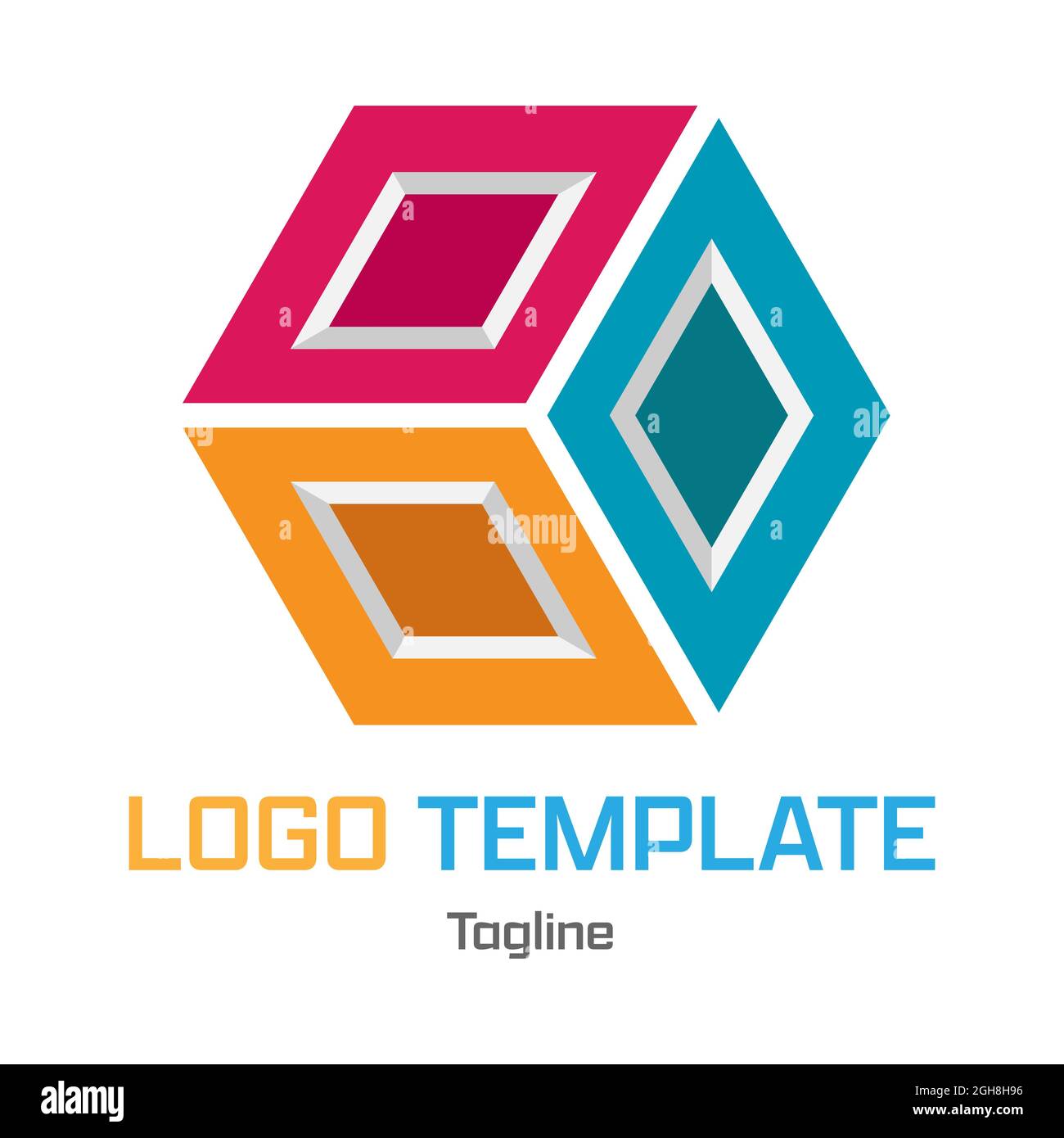 three-dimensional cube template for a logo, sticker or brand of a ...