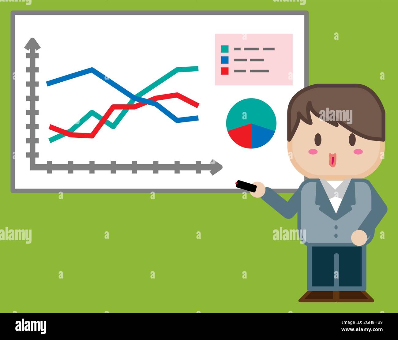 cartoon businessman presenting business chart graph Stock Vector Image ...