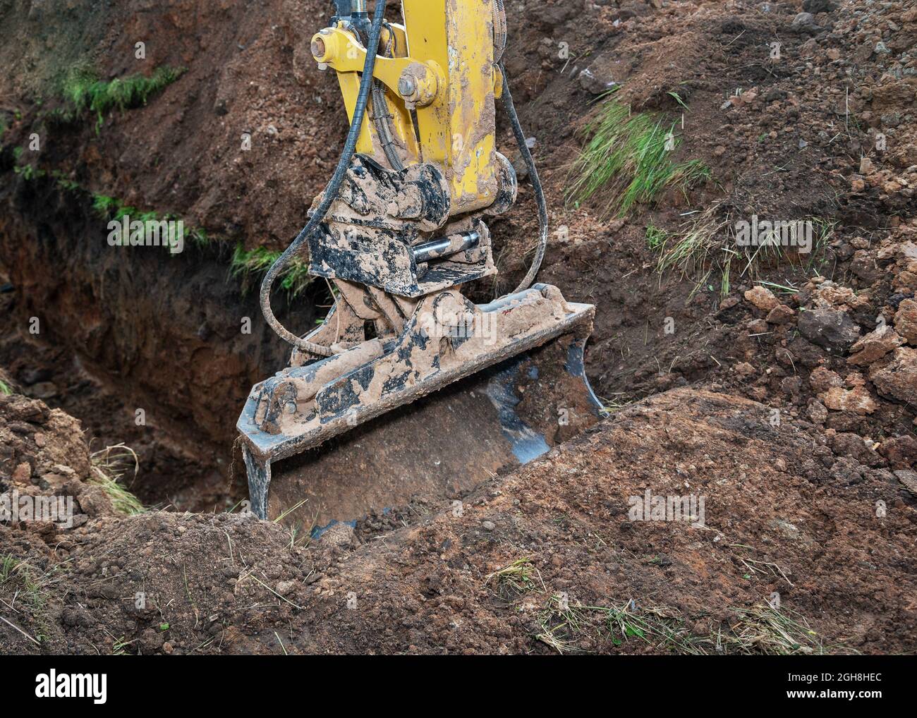 Fresh digged ditch on countryside Stock Photo - Alamy