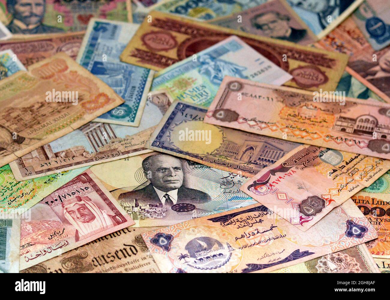 Colorful old World Paper Money background, Banknotes of different ...