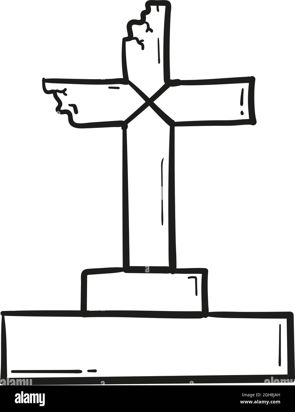 Cross Tombstone Drawing
