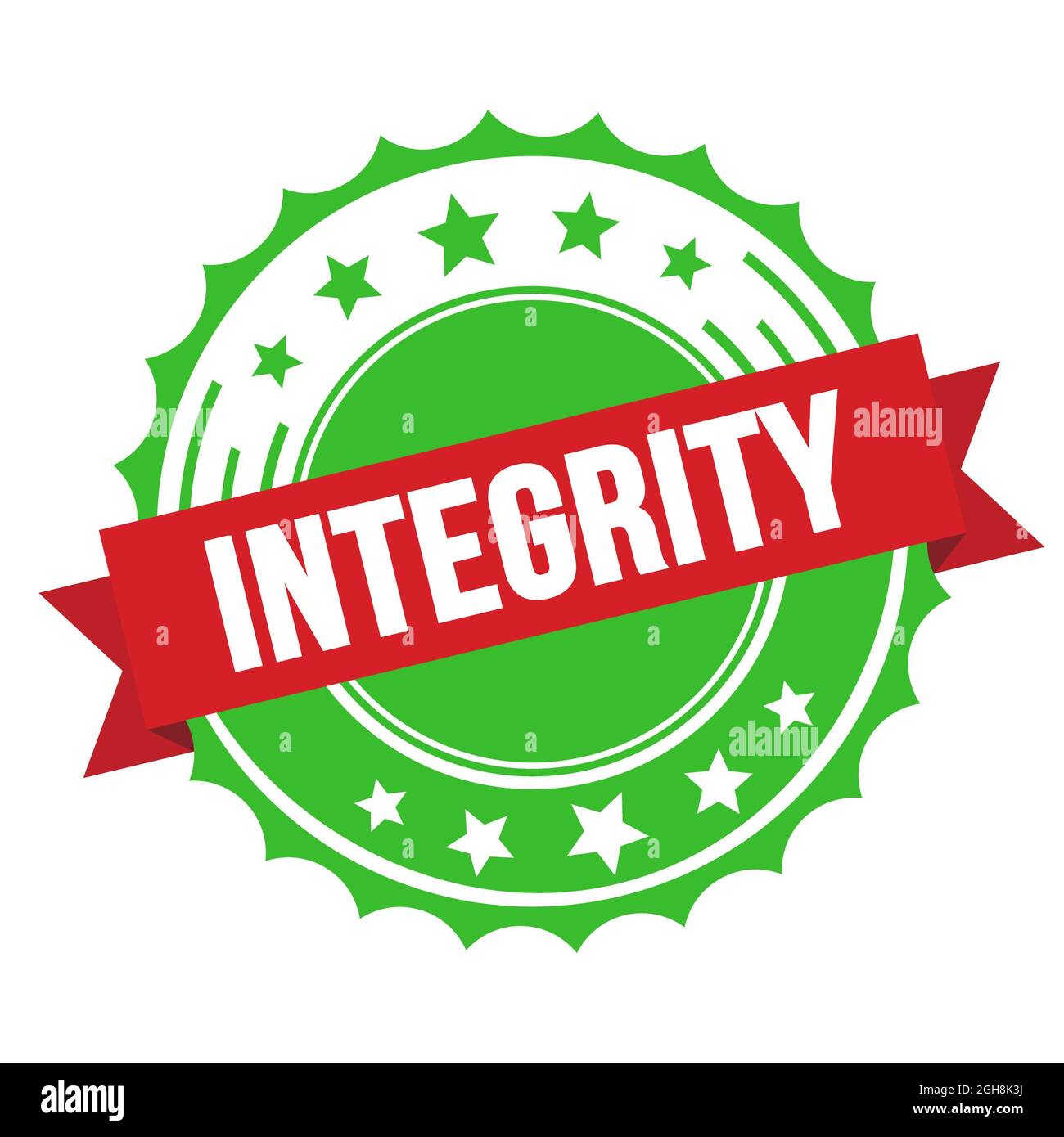 INTEGRITY text on red green ribbon badge stamp Stock Photo - Alamy