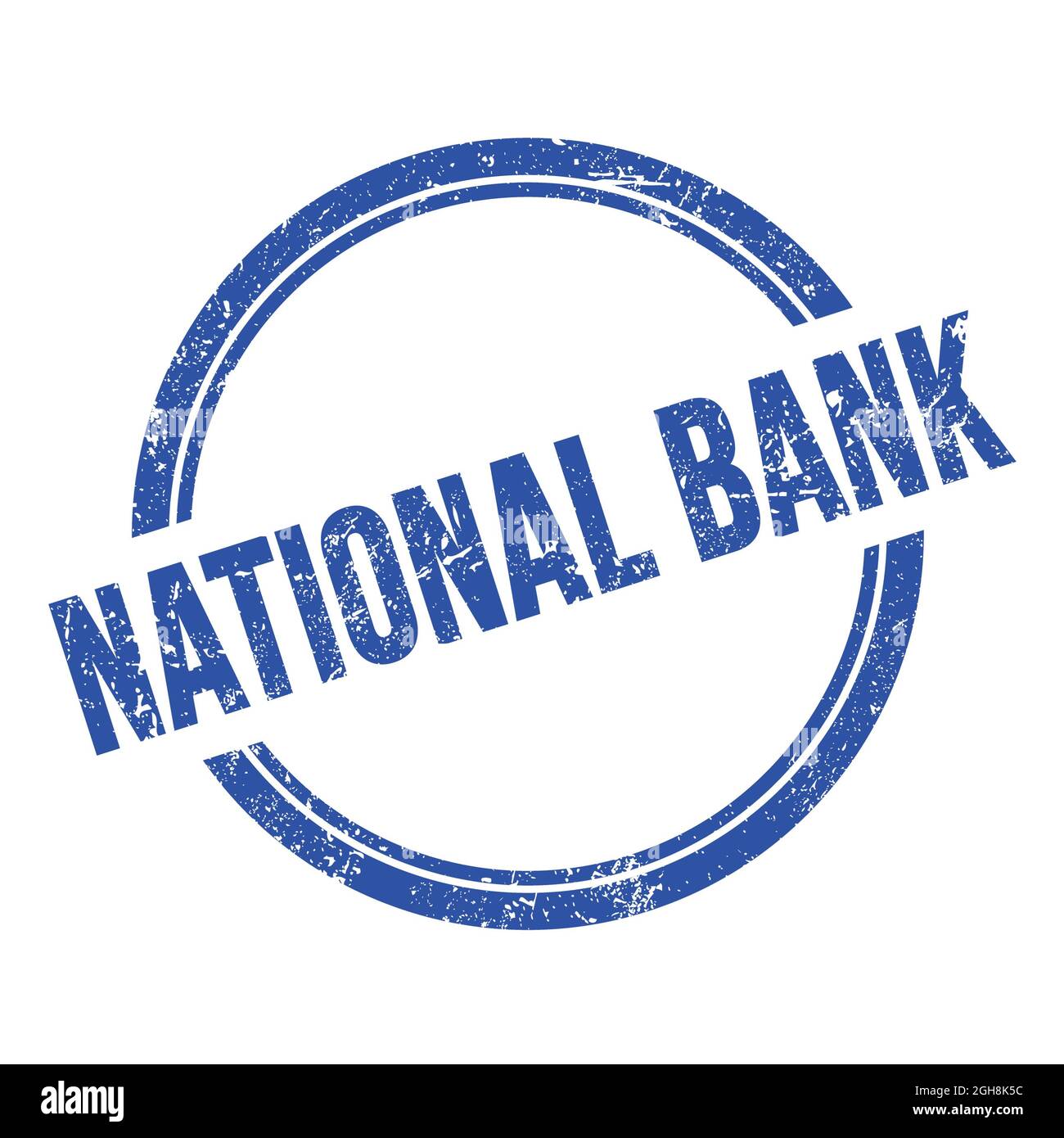 NATIONAL BANK text written on blue grungy vintage round stamp Stock ...