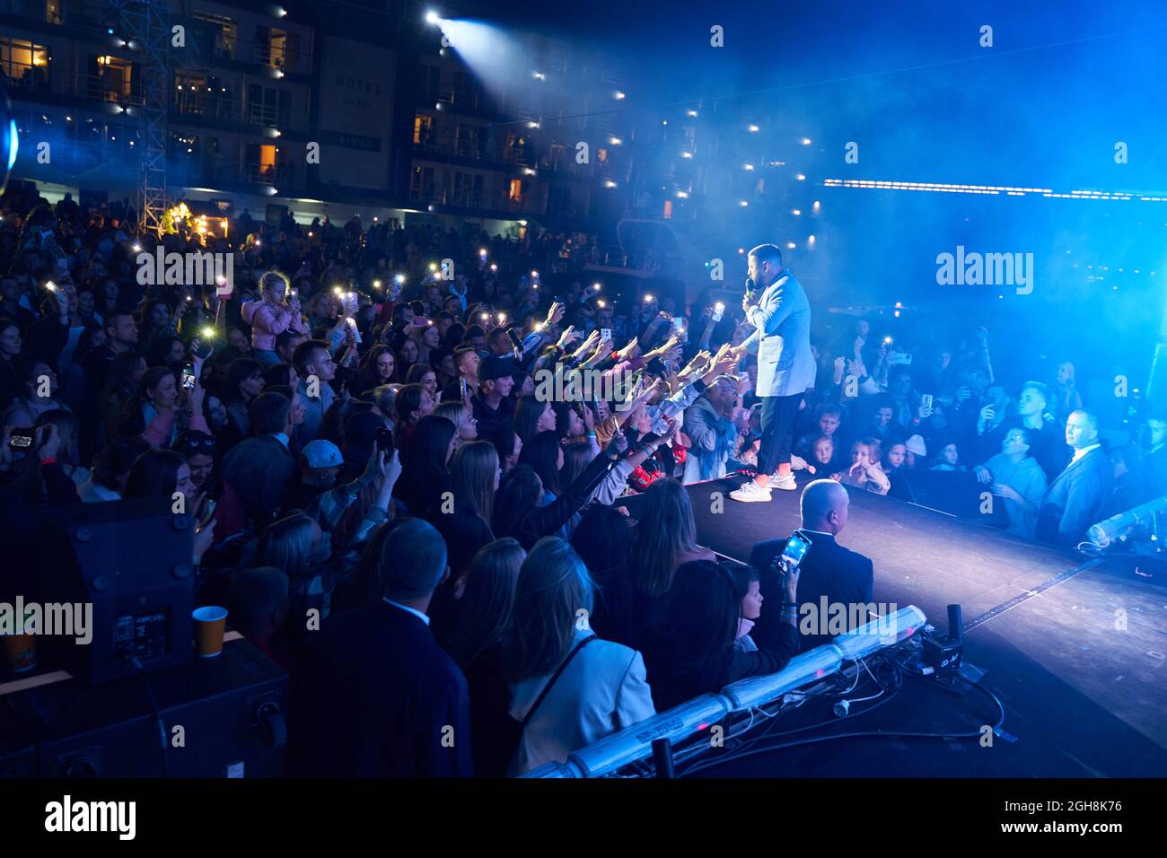 Kiev, Ukraine September 5, 2021: Crowd of spectators at concert in ...