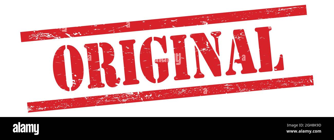 ORIGINAL text on red grungy vintage rubber stamp Stock Photo - Alamy