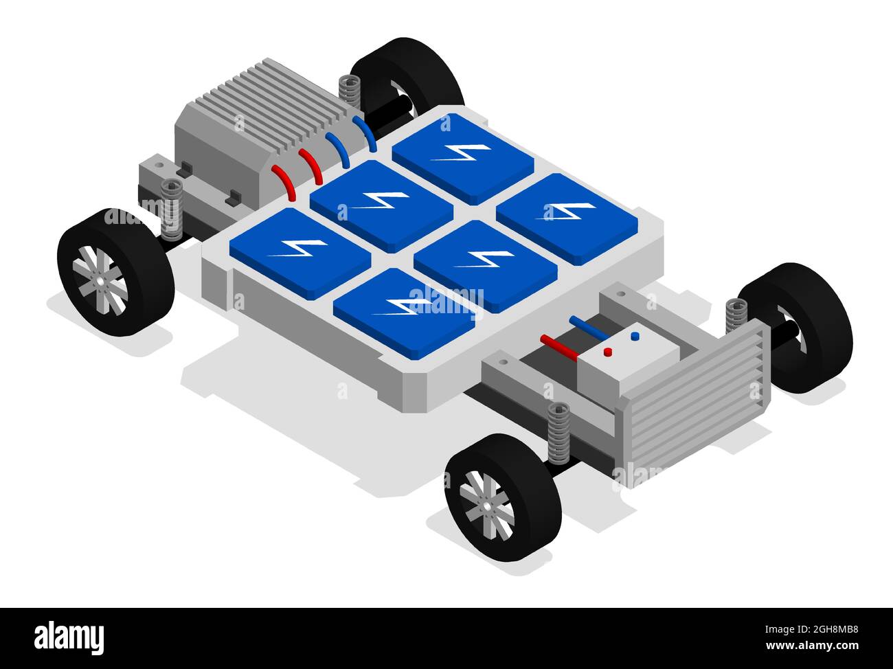 Isometric Electric vehicle platform. Electric vehicle chassis with ...