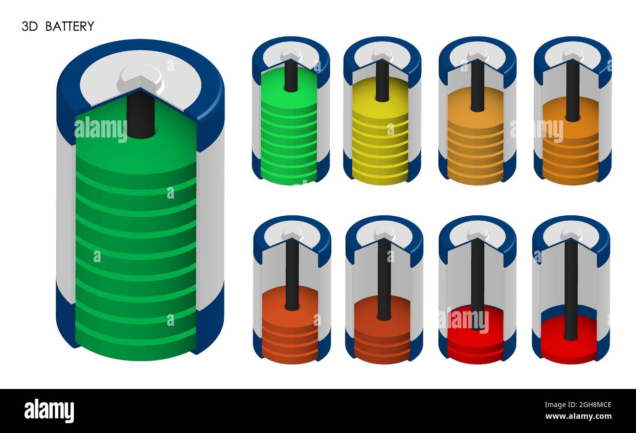 Isometric battery with charge level. Energy storage in energy efficient ...