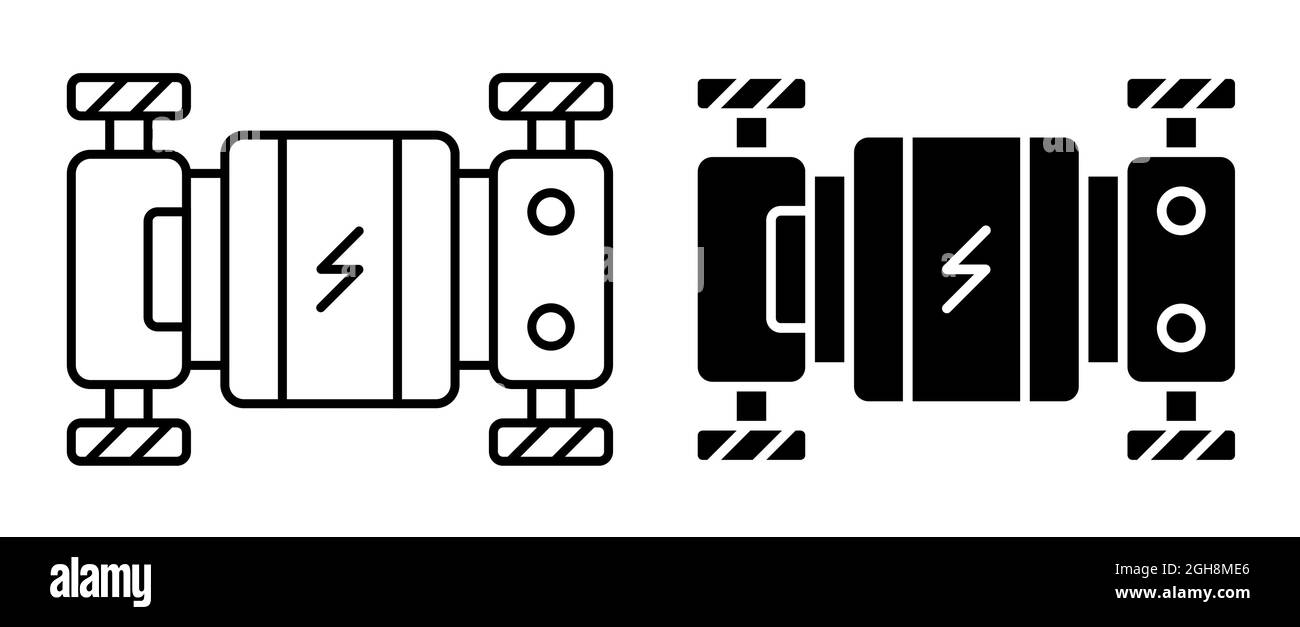Liner icon. Electric vehicle platform. Electric vehicle chassis with ...