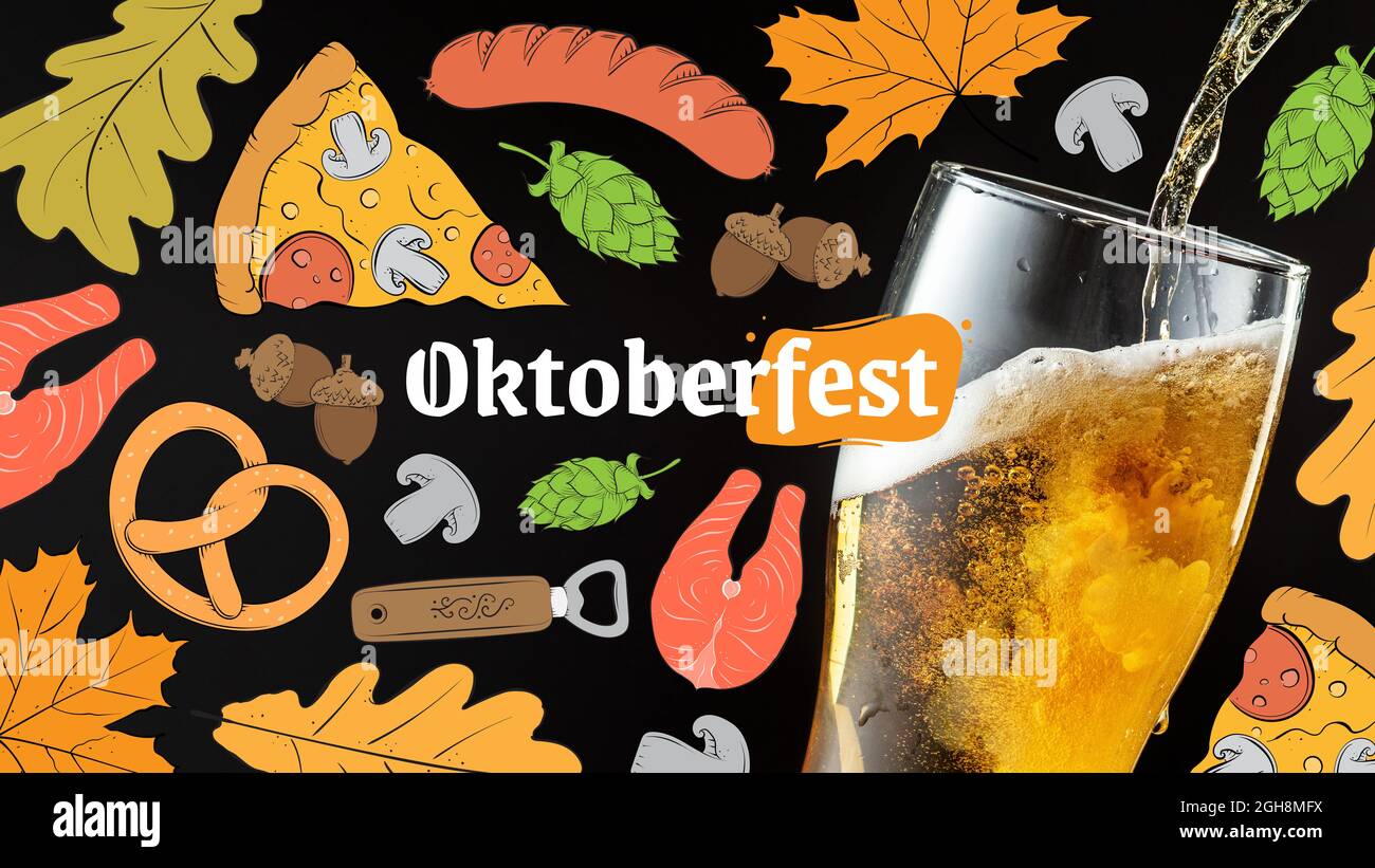 Horizontal poster to oktoberfest festival. Beer glass and traditional ...