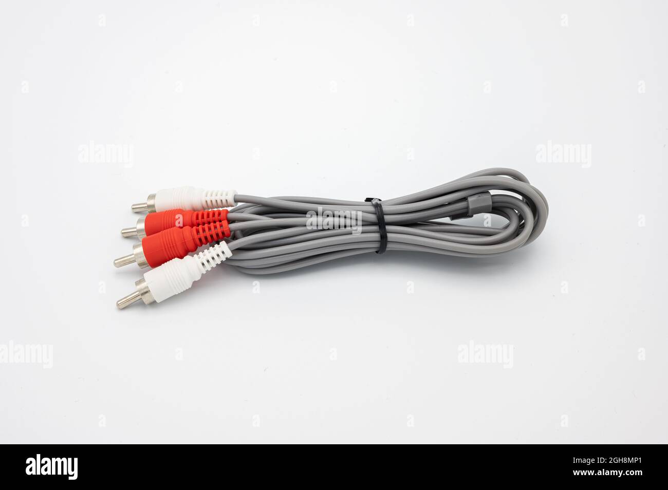 Closeup shot of fixed and tied RCA connector isolated white background ...
