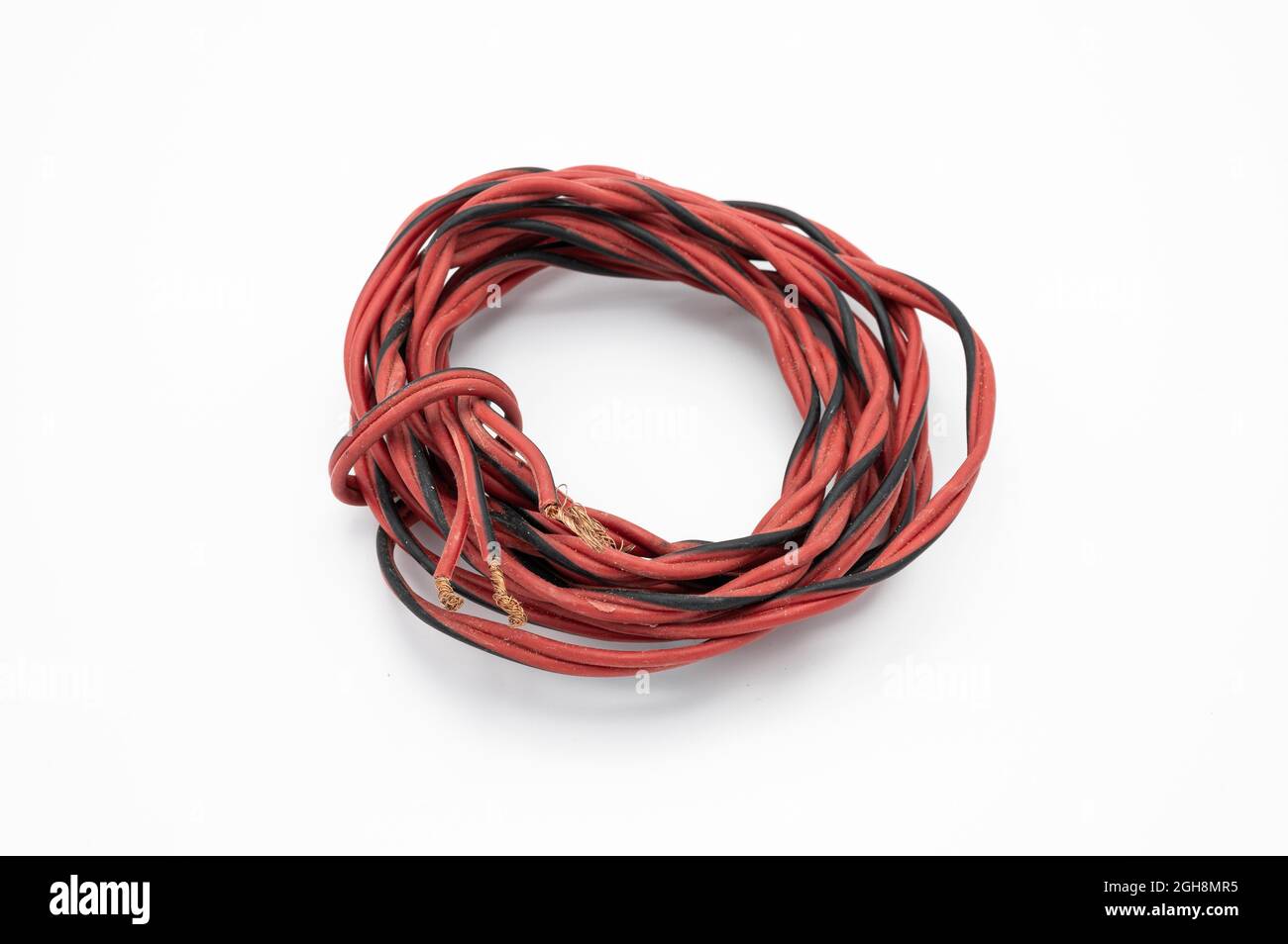 Closeup shot of fixed and tied wire isolated white background Stock ...