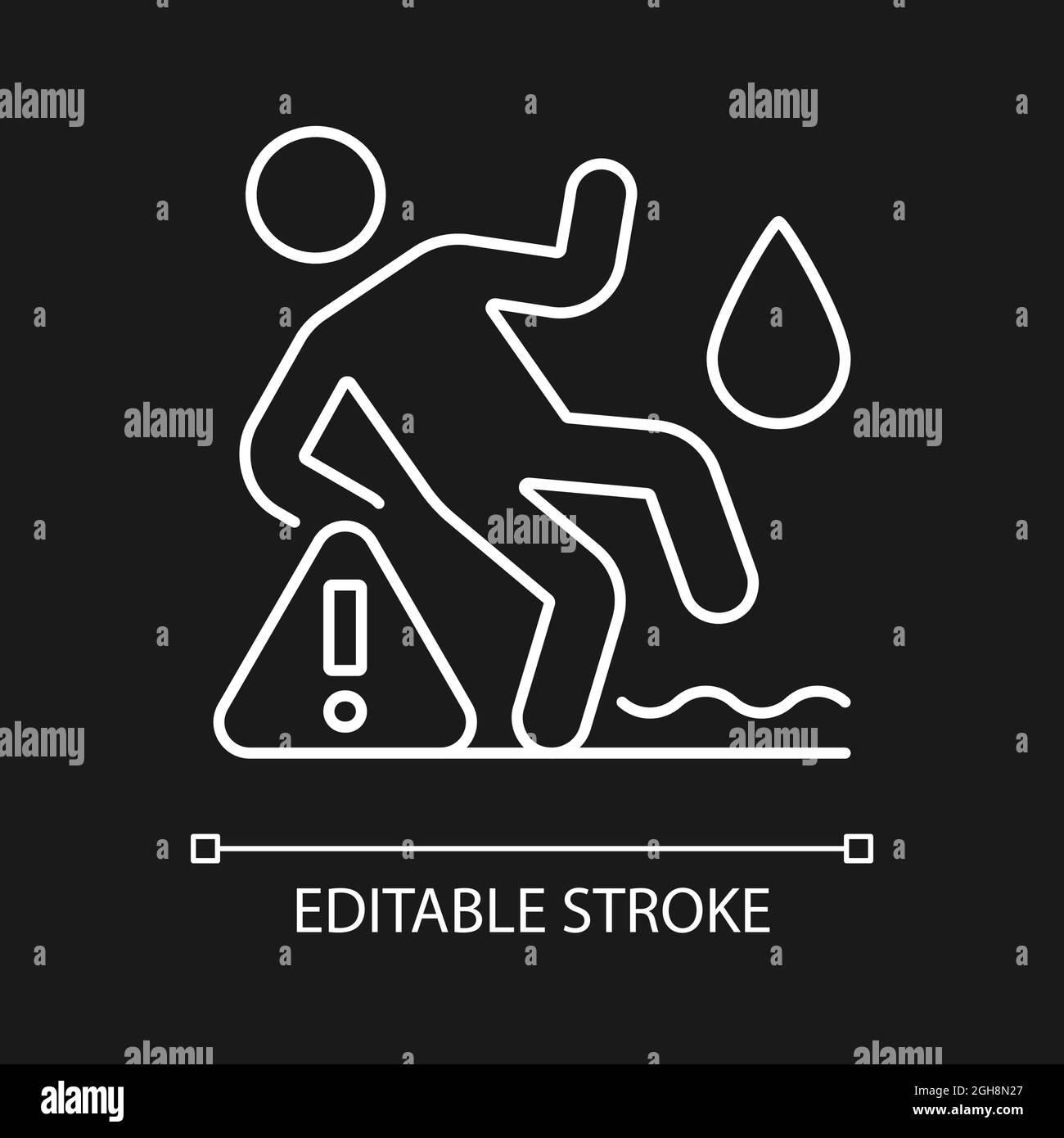 No using on wet surface white linear manual label icon for dark theme ...