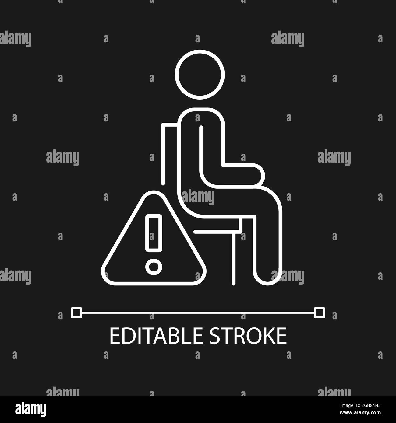 Remain seated white linear manual label icon for dark theme Stock ...