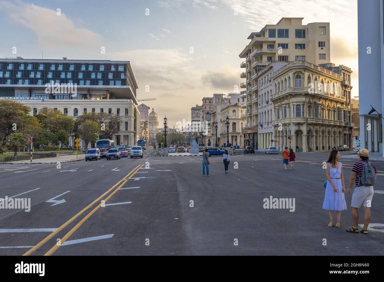 HABANA, CUBA - Jan 31, 2020: A closeup shot of a city square with ...