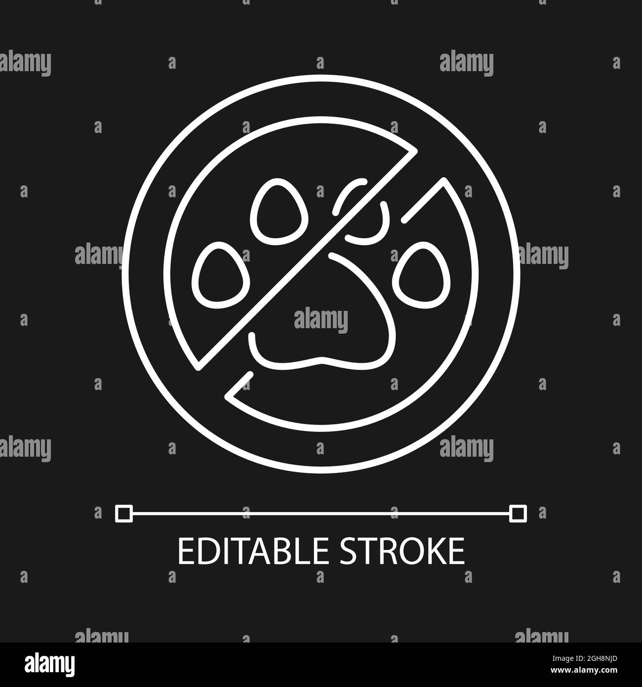 Keep away from animals white linear manual label icon for dark theme ...