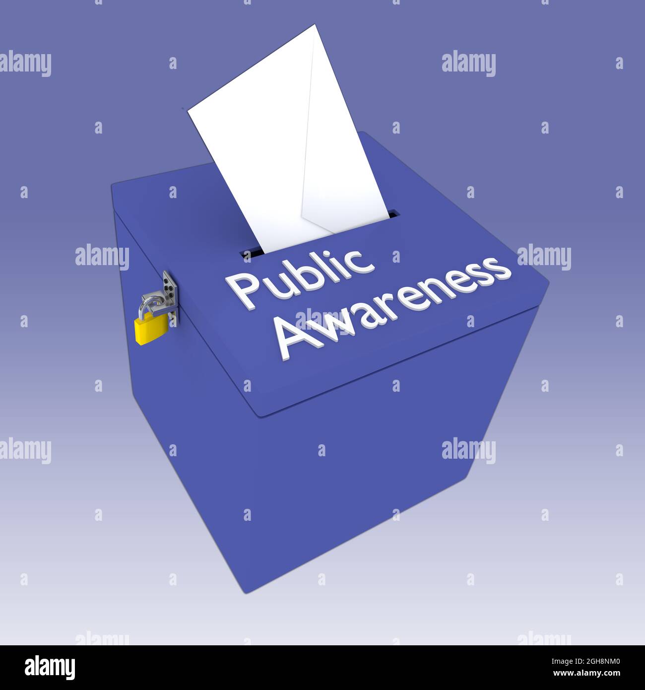 3D illustration of Public Awareness script on a ballot box, and a ...