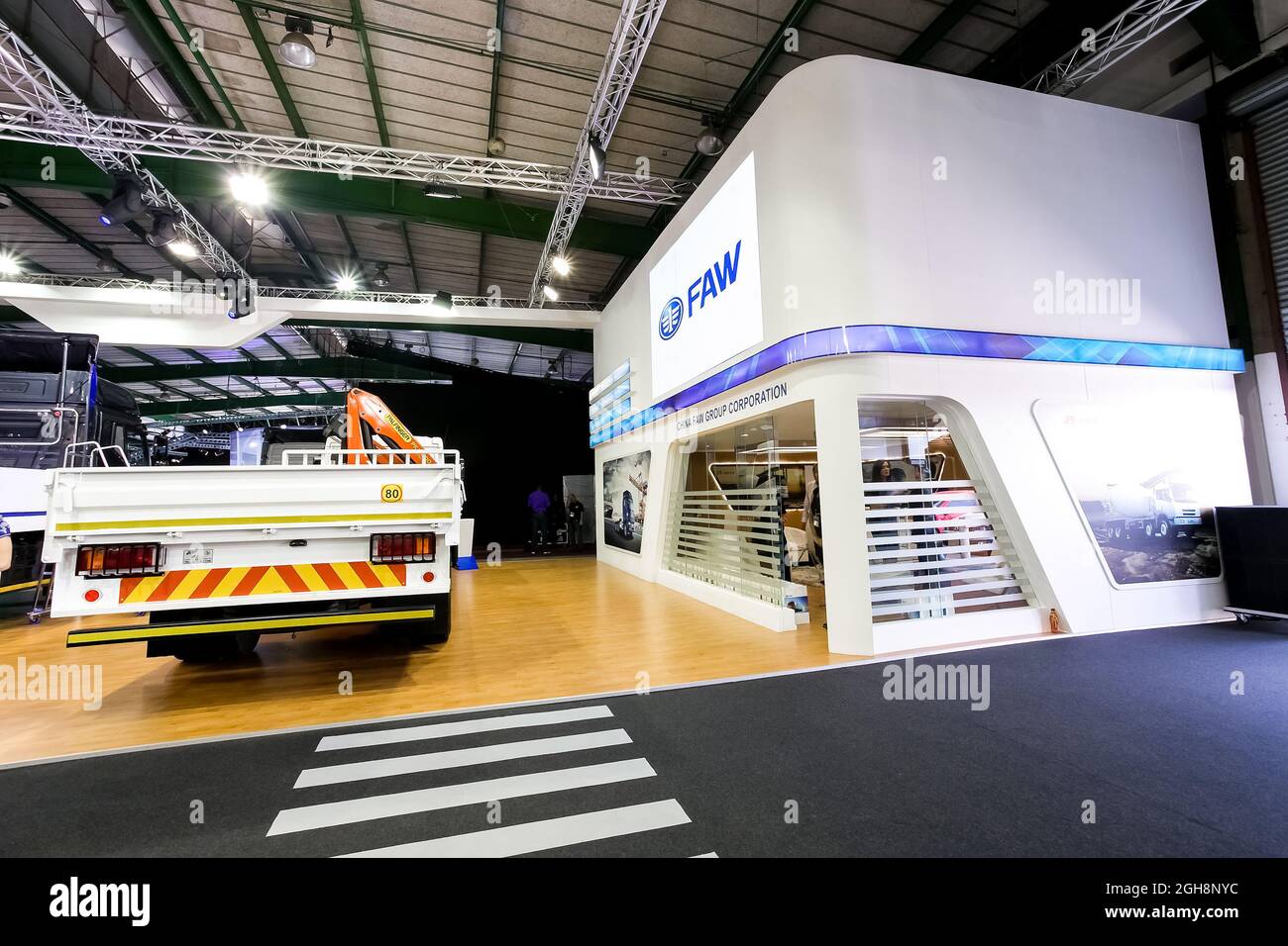 JOHANNESBURG, SOUTH AFRICA - Aug 05, 2021: The FAW brand cars stand at ...