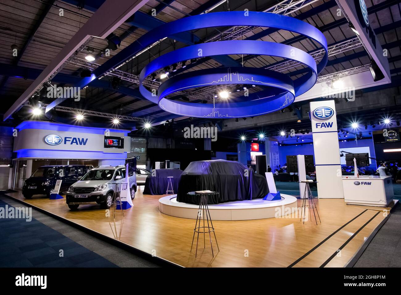 JOHANNESBURG, SOUTH AFRICA - Aug 05, 2021: The FAW brand cars stand at ...