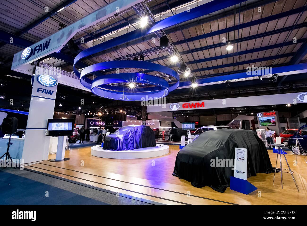 JOHANNESBURG, SOUTH AFRICA - Aug 05, 2021: The FAW brand cars stand at ...