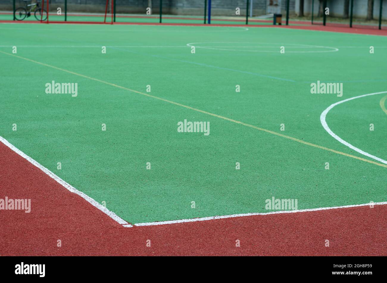 An empty soccer field on a sports field. Field for sports games Stock ...