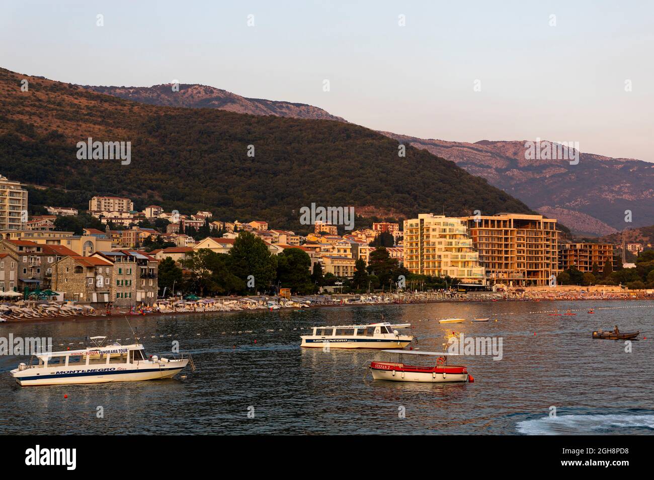 Petrovac ,Montenegro - August 23, 2021: View of the boats at sea ...