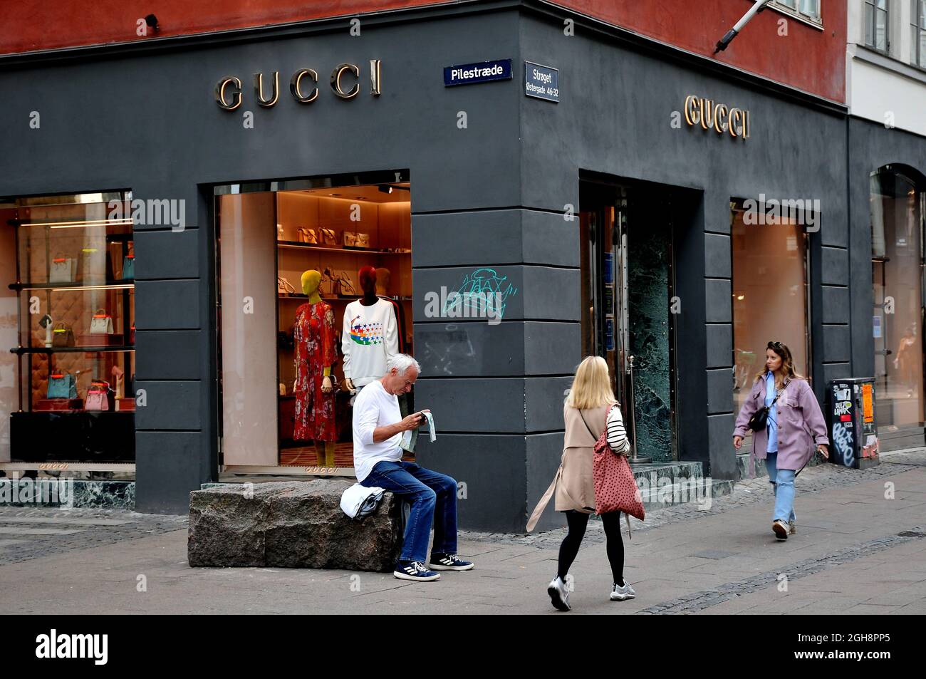 Copenhagen, Denmark.,06 September 2021 /Gucci store on stroeget finncil ...