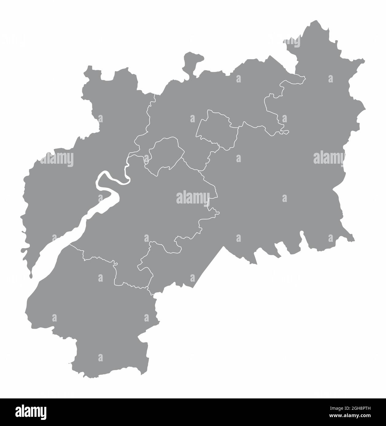 Gloucestershire county administrative map isolated on white background ...