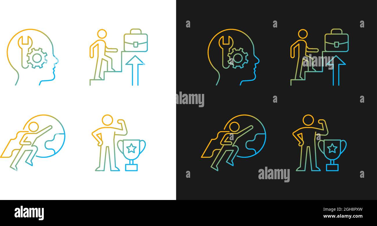 Motivation at work gradient icons set for dark and light mode Stock ...