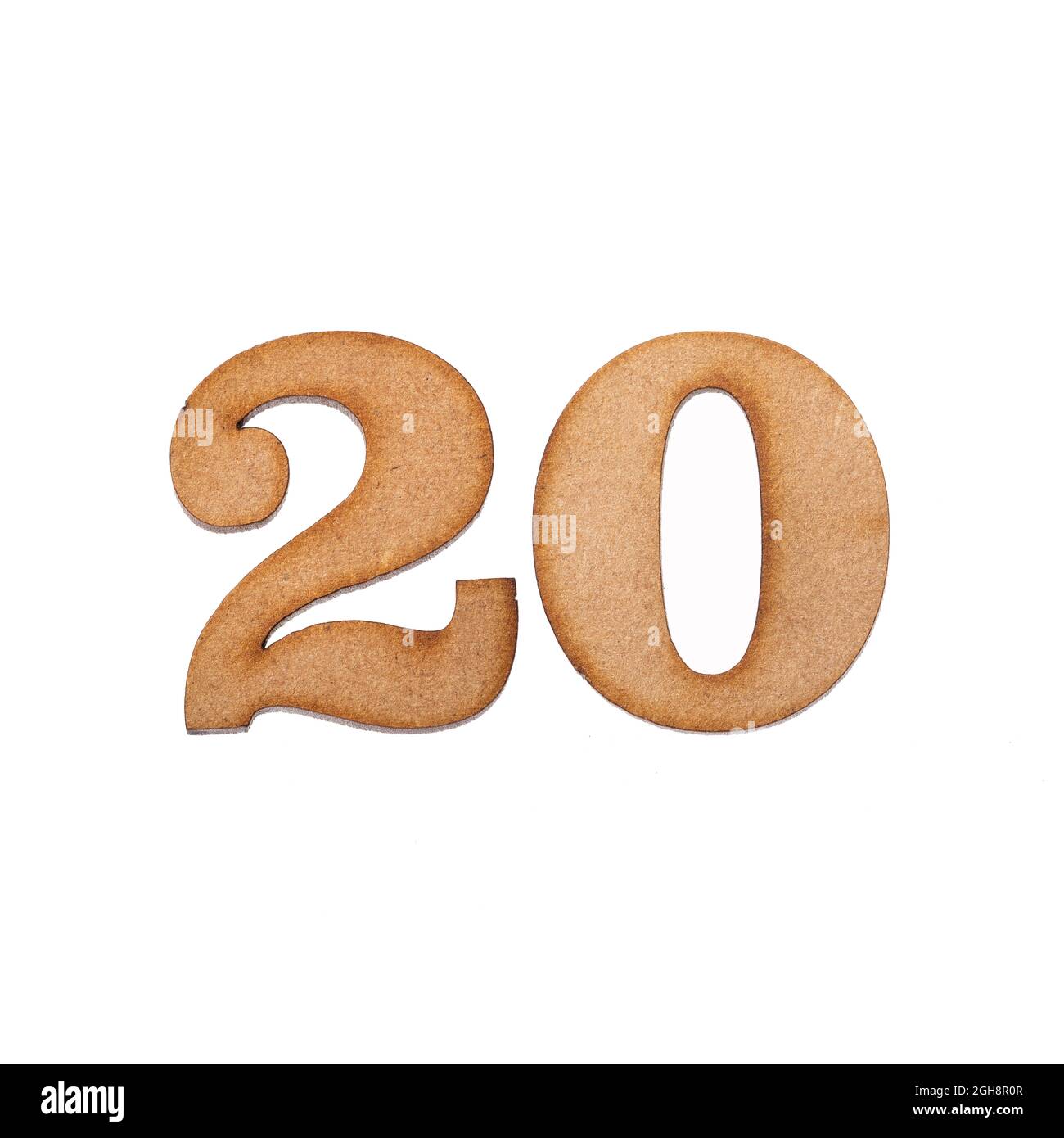 Number twenty, 20 - Piece of wood isolated on white background Stock ...