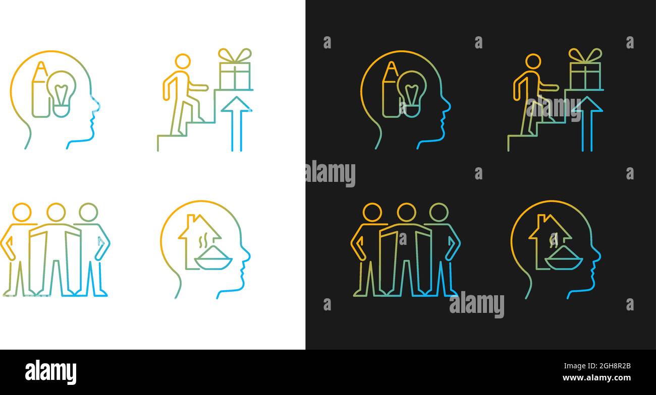 Motivational boosters gradient icons set for dark and light mode Stock ...