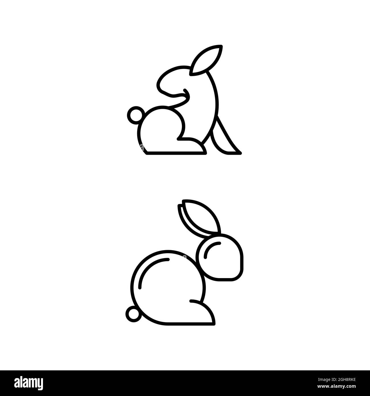 Rabbit cartoon character design Black and White Stock Photos & Images ...