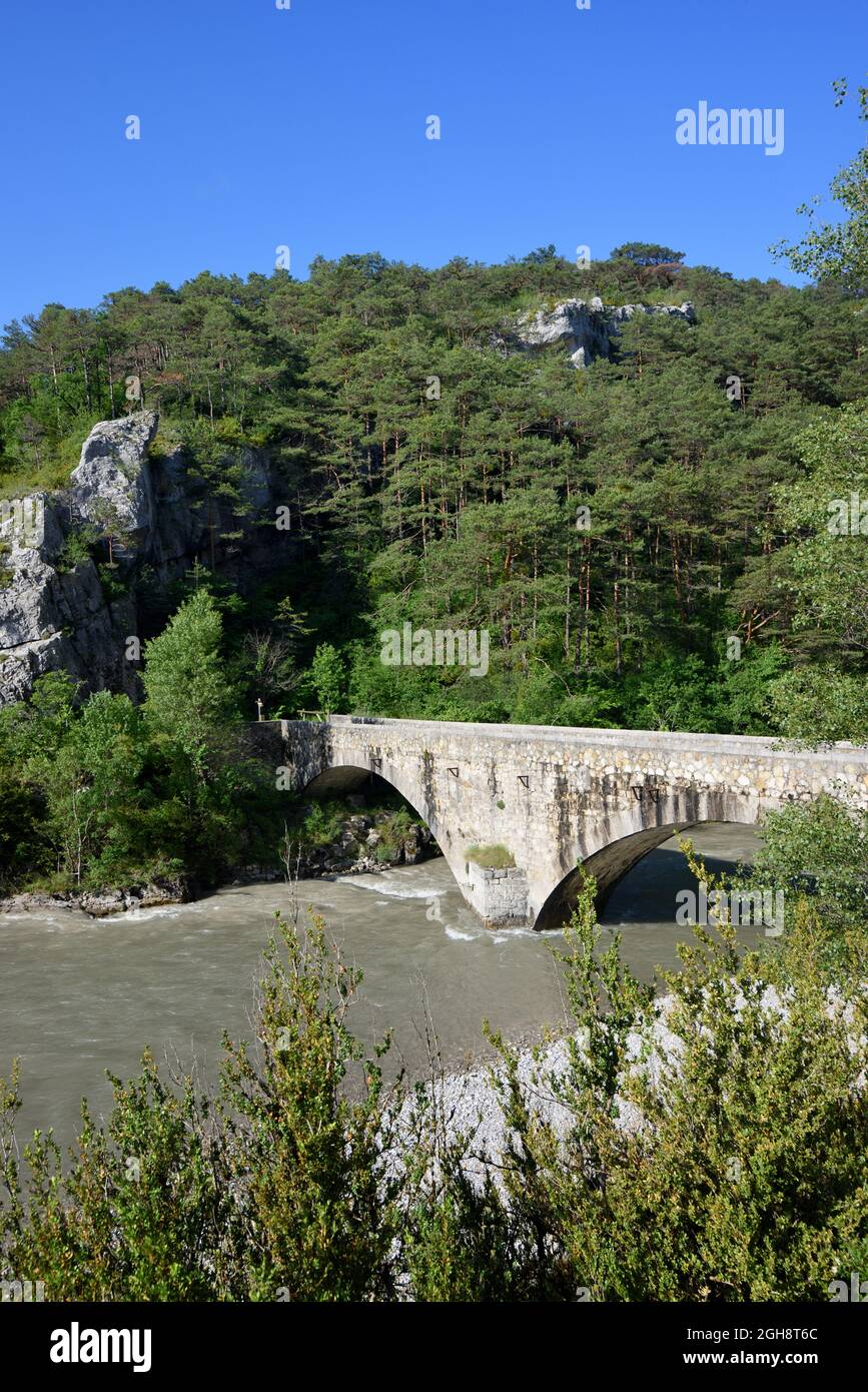 Historic Stone Bridge or Carajuan Bridge over the Verdon River in the ...