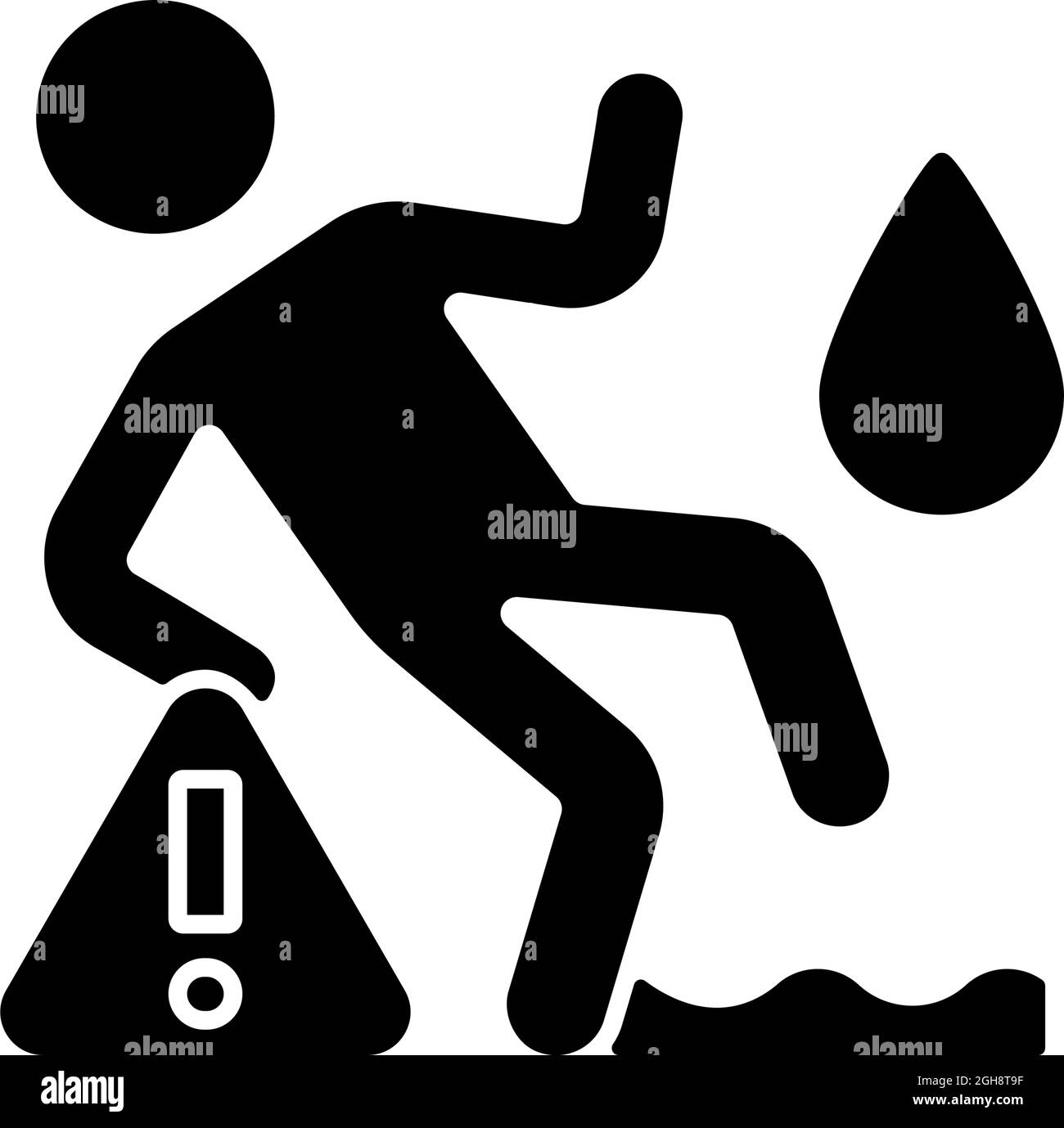 Do not use on wet surface black glyph manual label icon Stock Vector ...