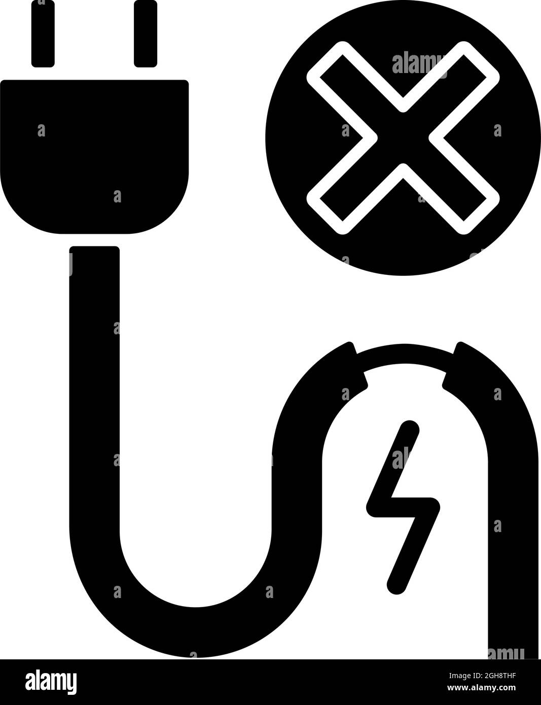 Do not use when damaged cable black glyph manual label icon Stock ...