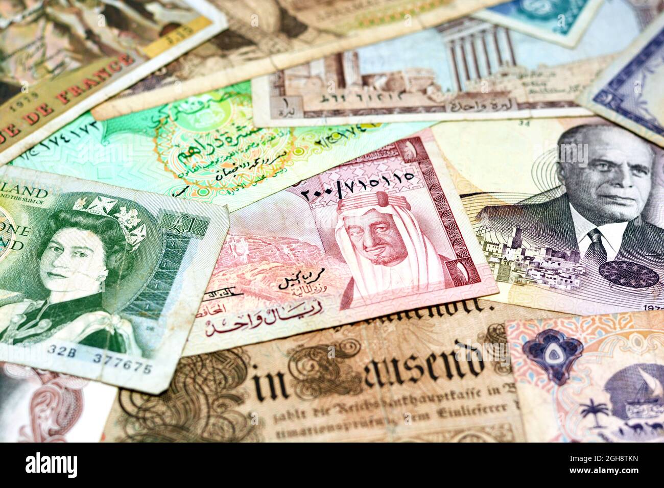 Colorful old World Paper Money background, Banknotes of different ...