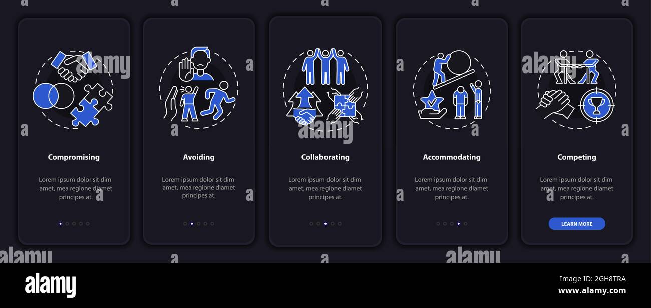 Conflict resolutions onboarding mobile app page screen Stock Vector ...