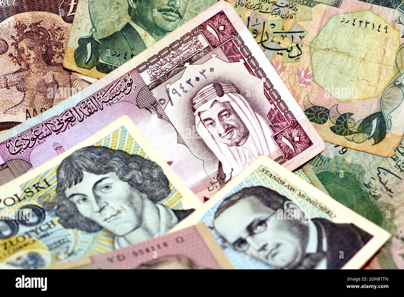 Colorful old World Paper Money background, Banknotes of different ...