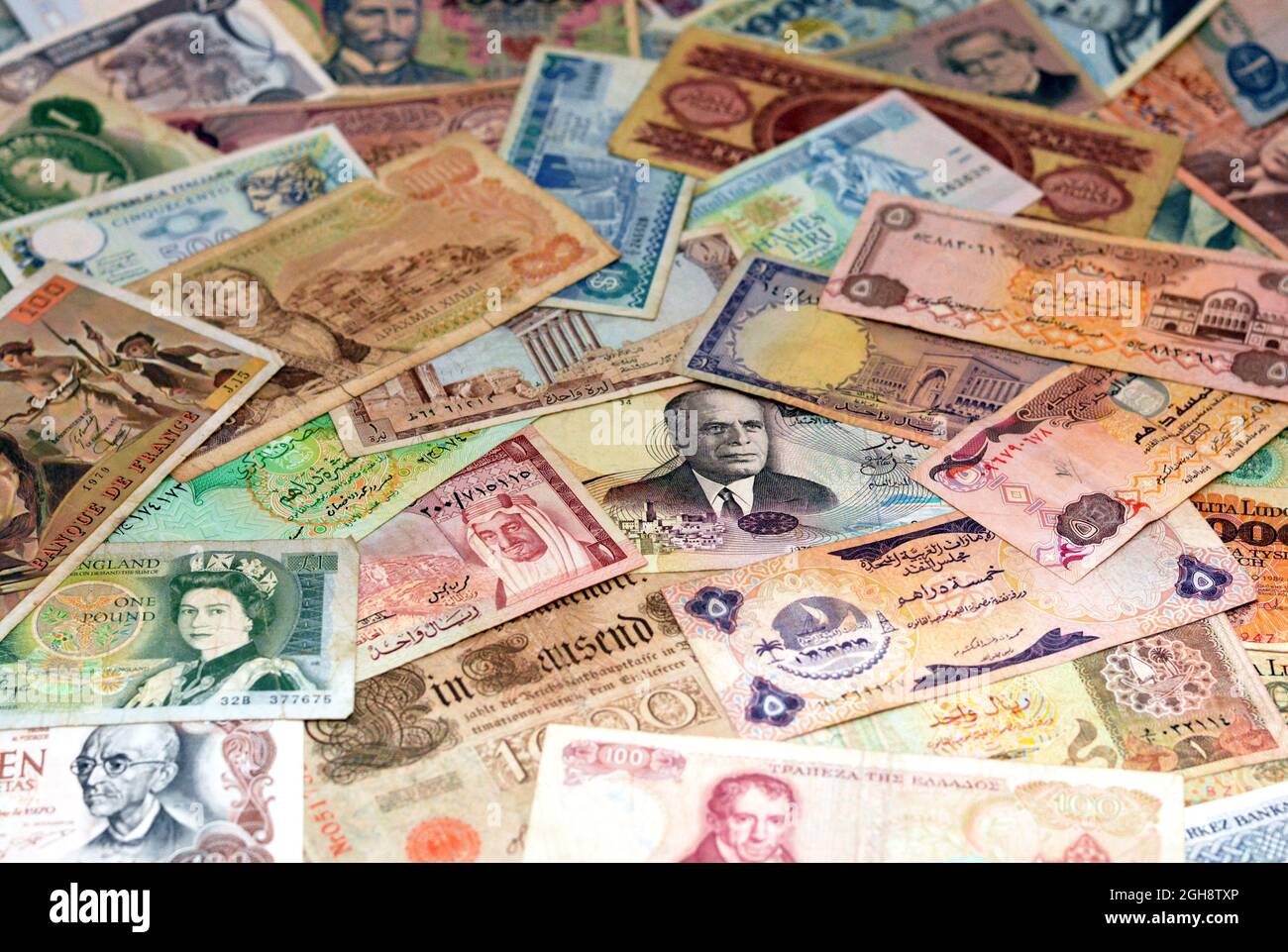 Colorful old World Paper Money background, Banknotes of different ...
