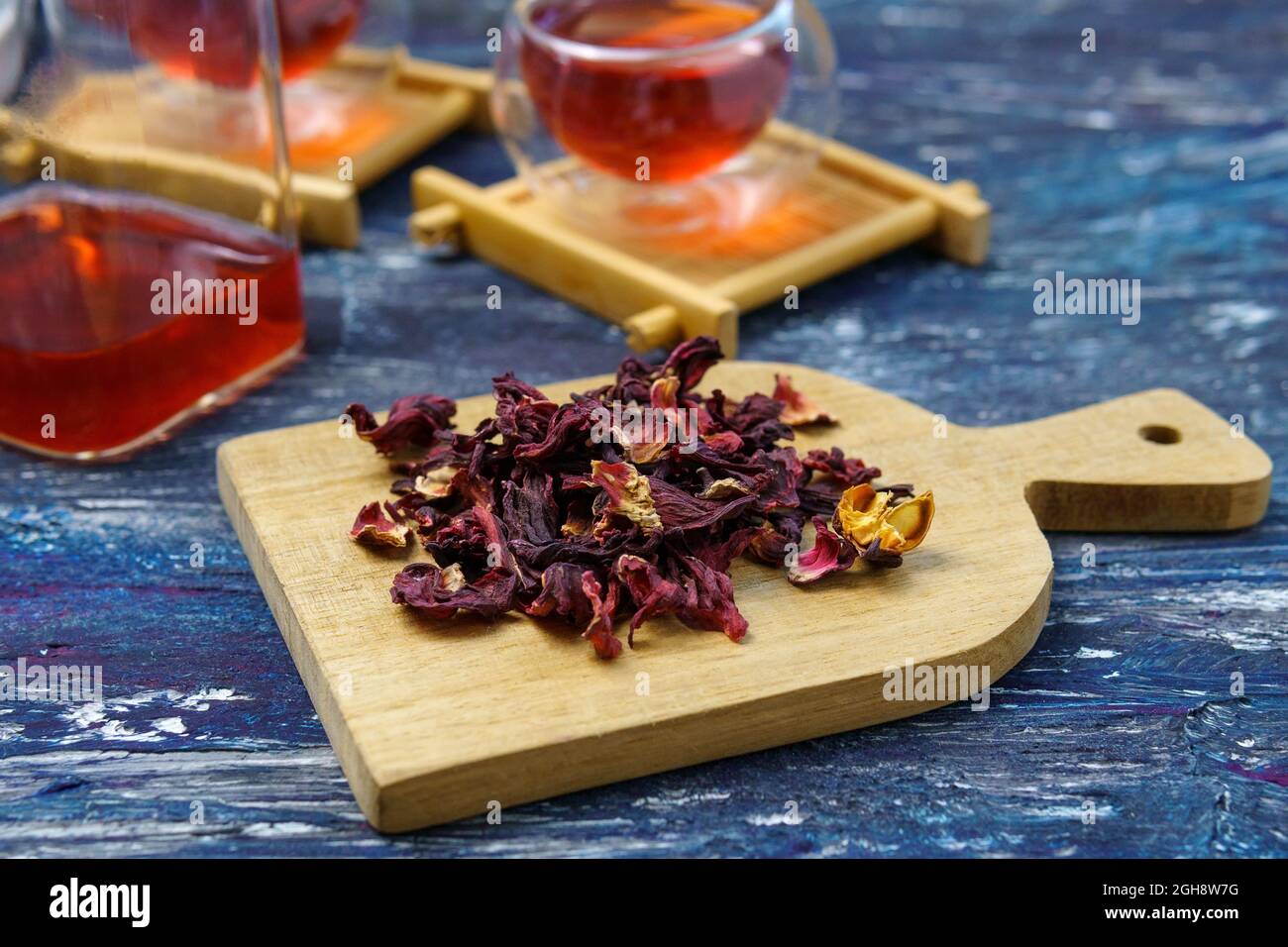 Sudanese rose, hibiscus flower. Tea composition from tea petals of the ...