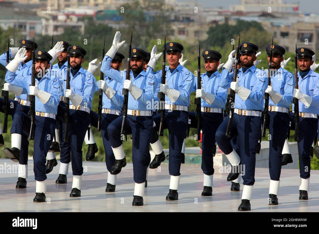 Karachi. 6th Sep, 2021. Pakistani Air Force cadets march at the ...