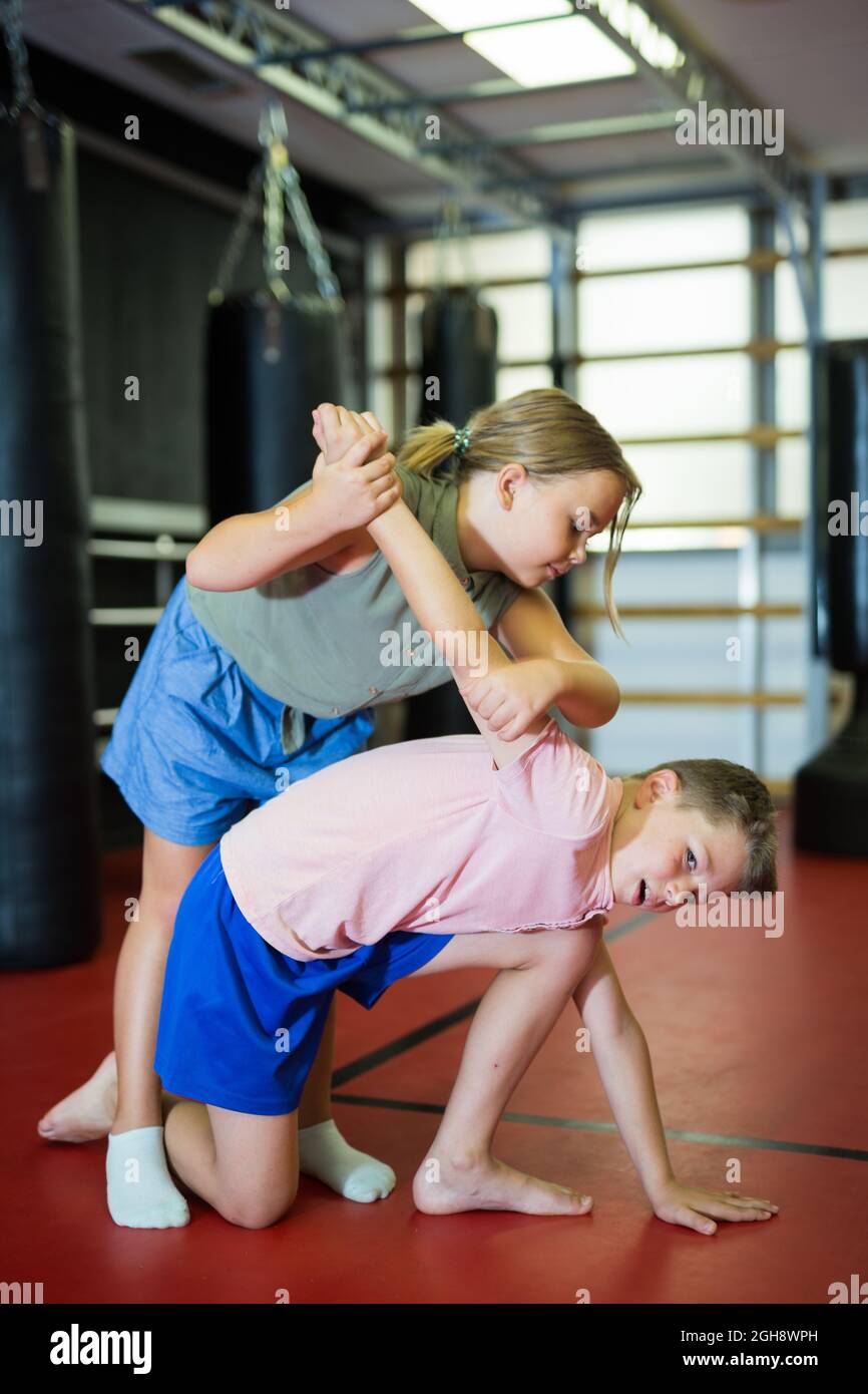 Children self defense training in the gym Stock Photo - Alamy