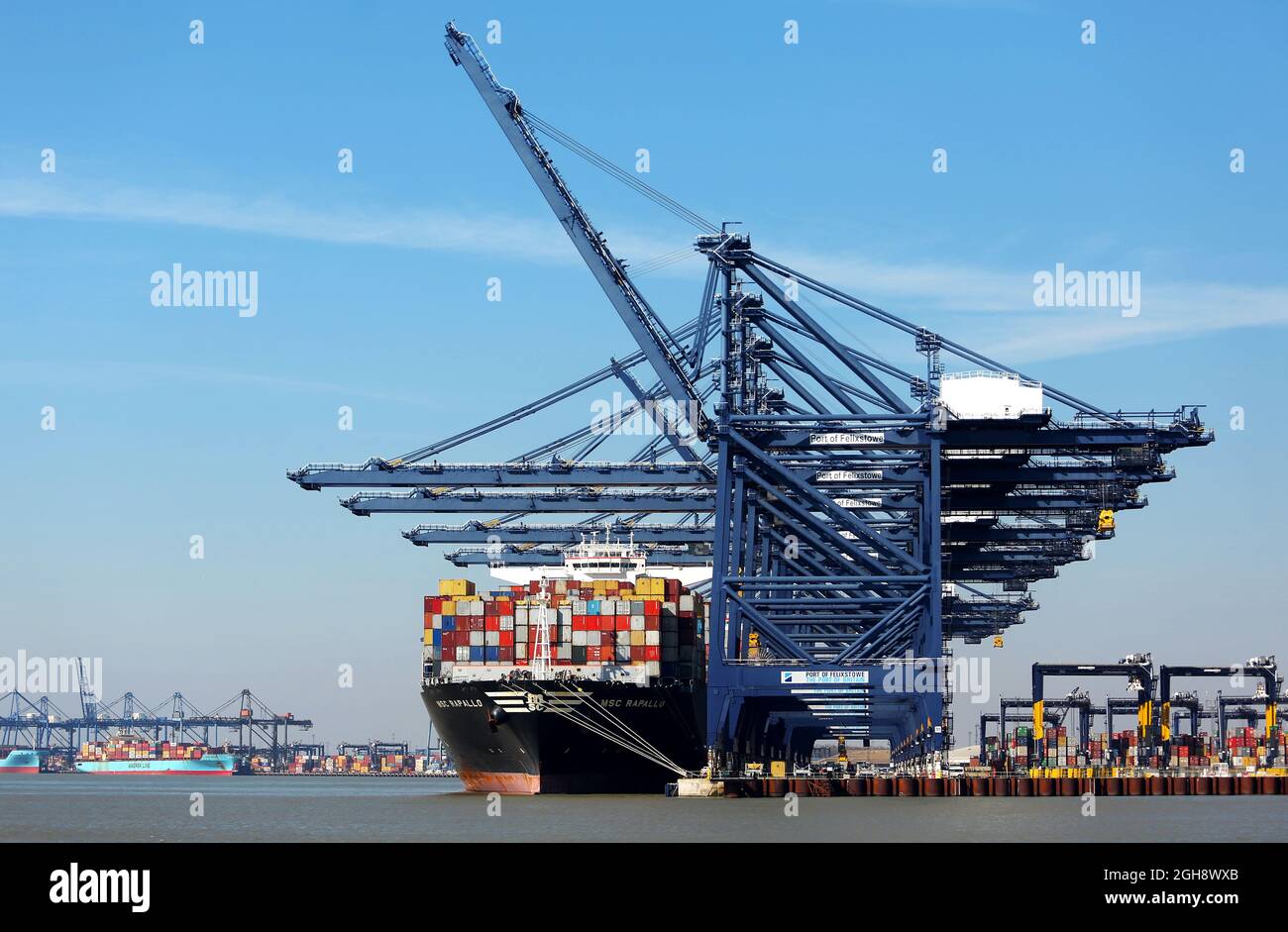 FELIXSTOWE, ENGLAND - MARCH 26: Tesco shipping containers are seen ...