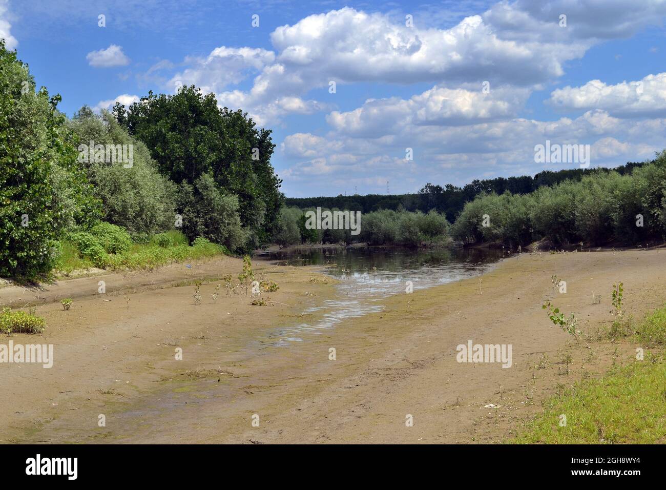 Danube River at the meeting of the hot summer Natural areas on the ...