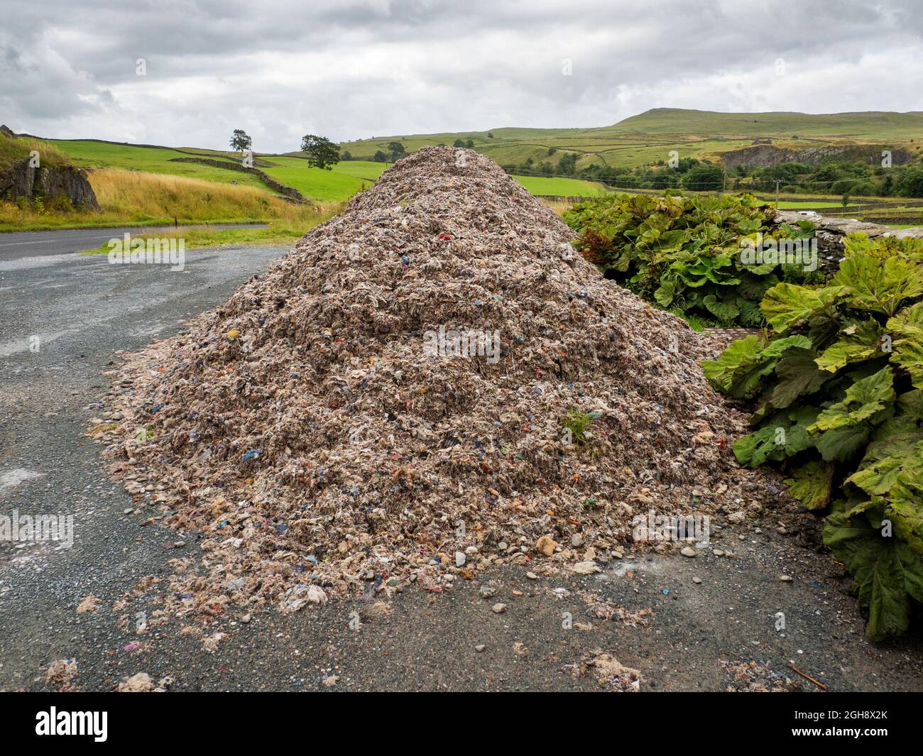 Cut up and shredded pieces of carpet and fabric dumped in a layby at ...