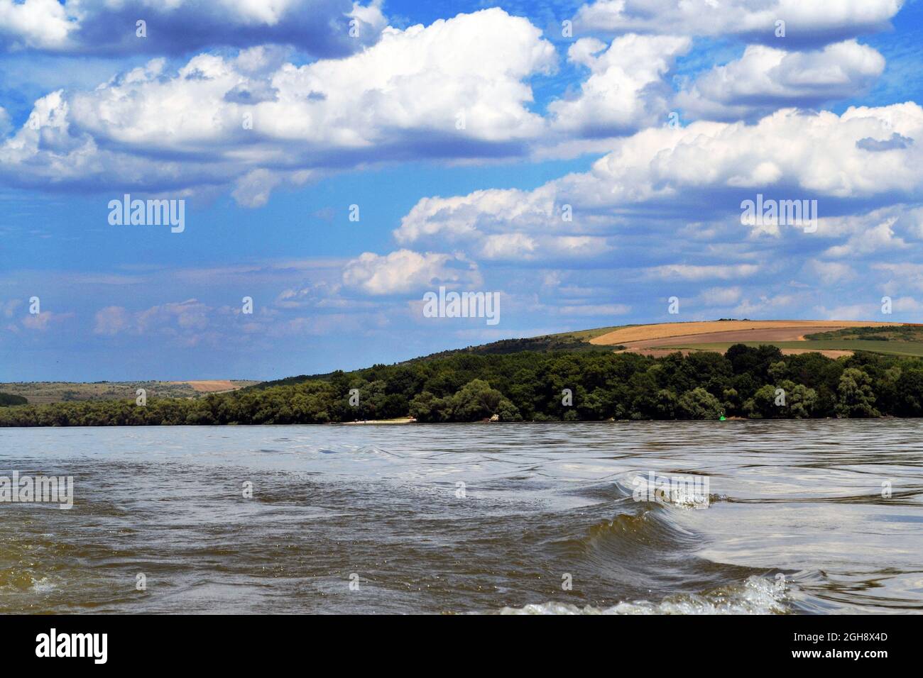 Danube River at the meeting of the hot summer Natural areas on the ...