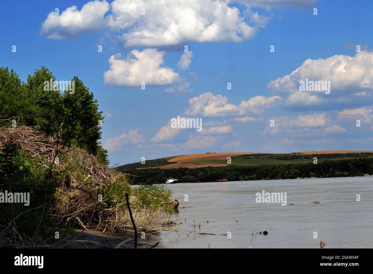 Danube River at the meeting of the hot summer Natural areas on the ...