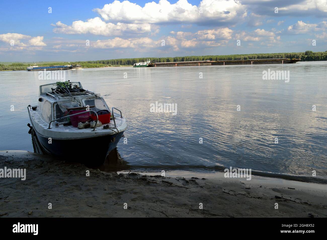 Danube River at the meeting of the hot summer Natural areas on the ...