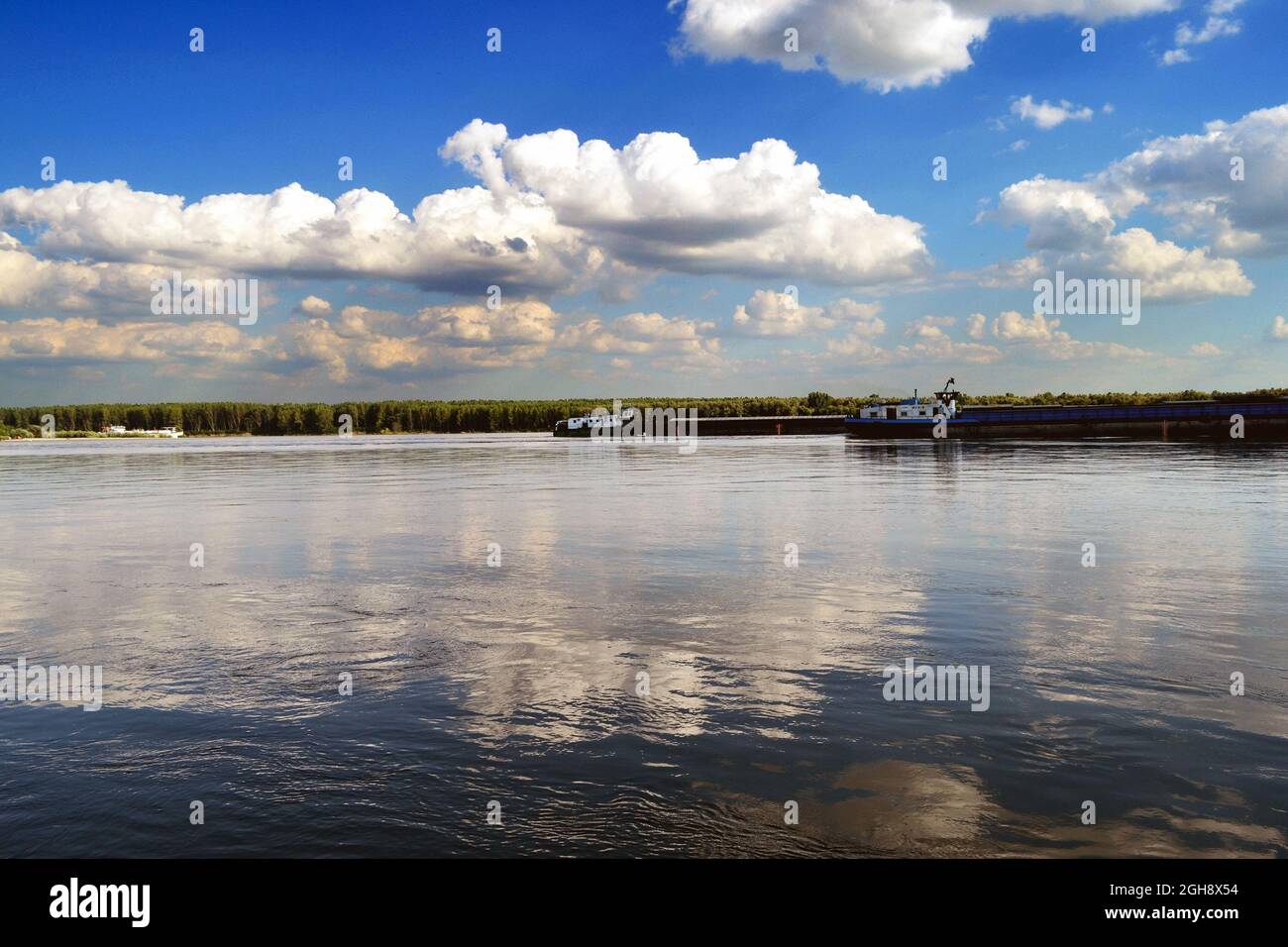 Danube River at the meeting of the hot summer Natural areas on the ...