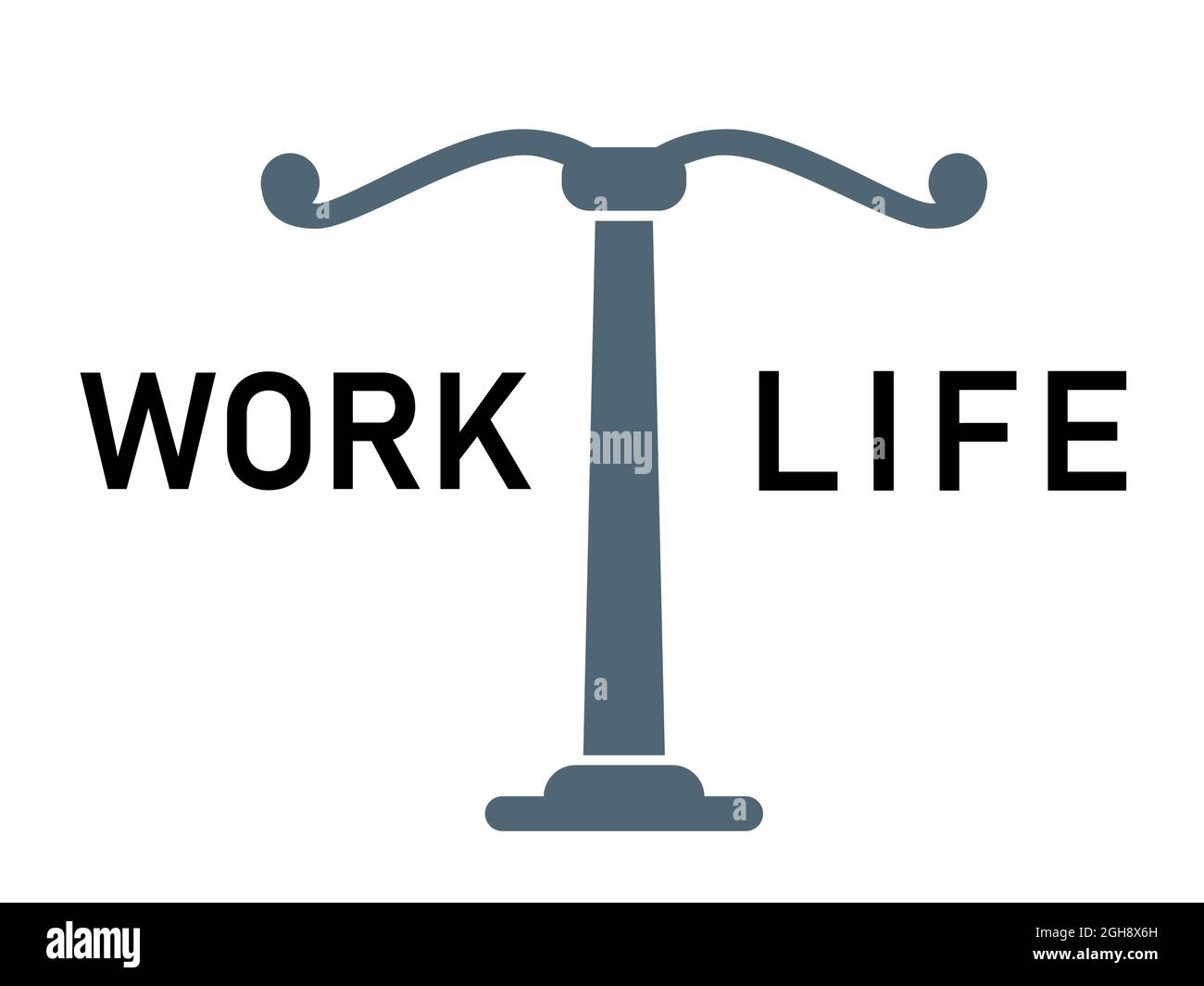 work life balance icon scale text working and family choice Stock ...